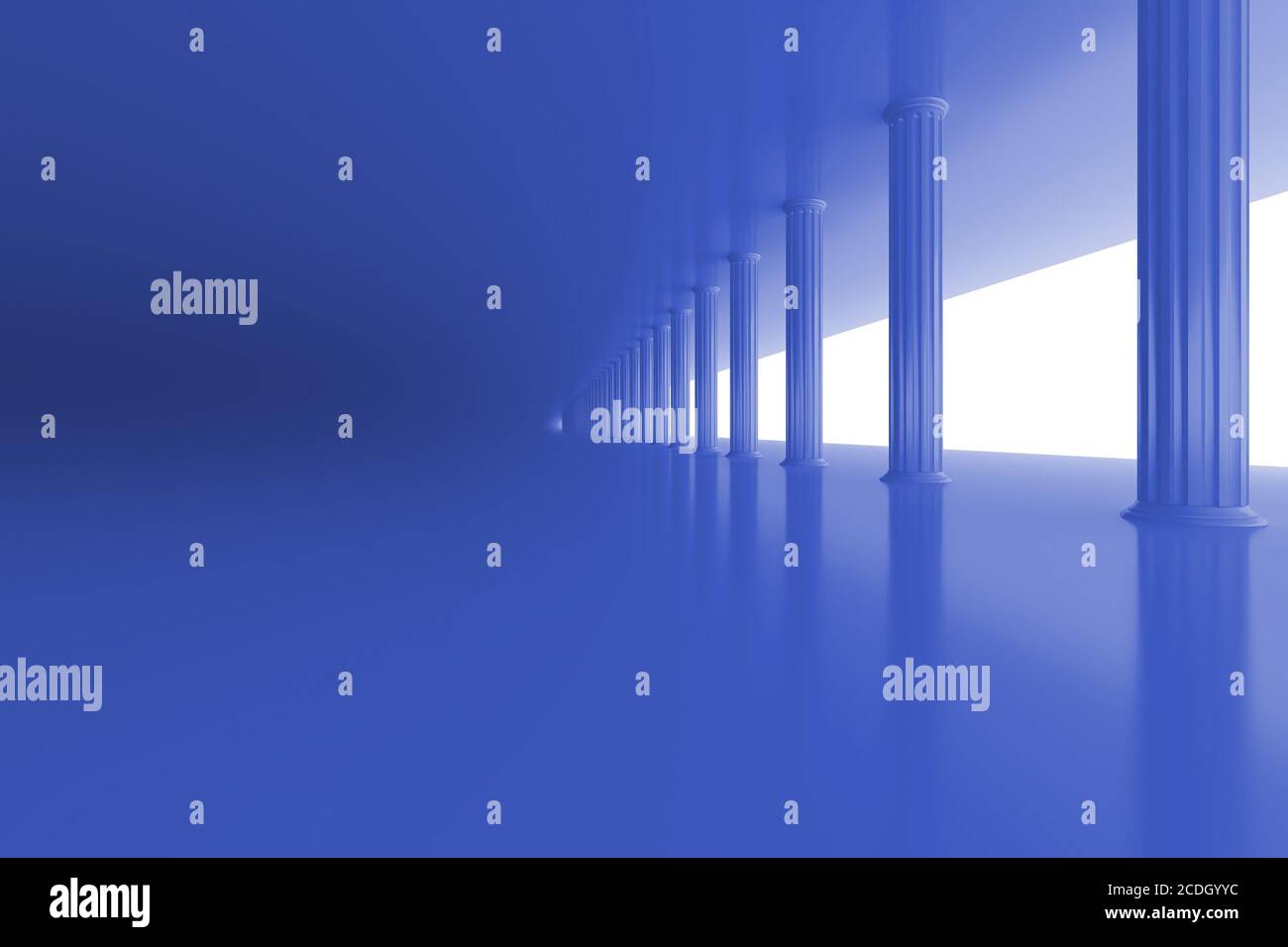 blue marble row of columns vanishing in the distan Stock Photo - Alamy