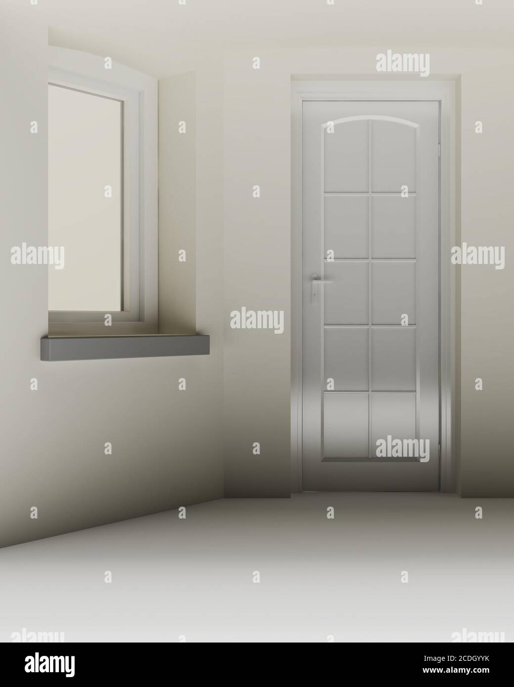 wall window and closed door Stock Photo - Alamy