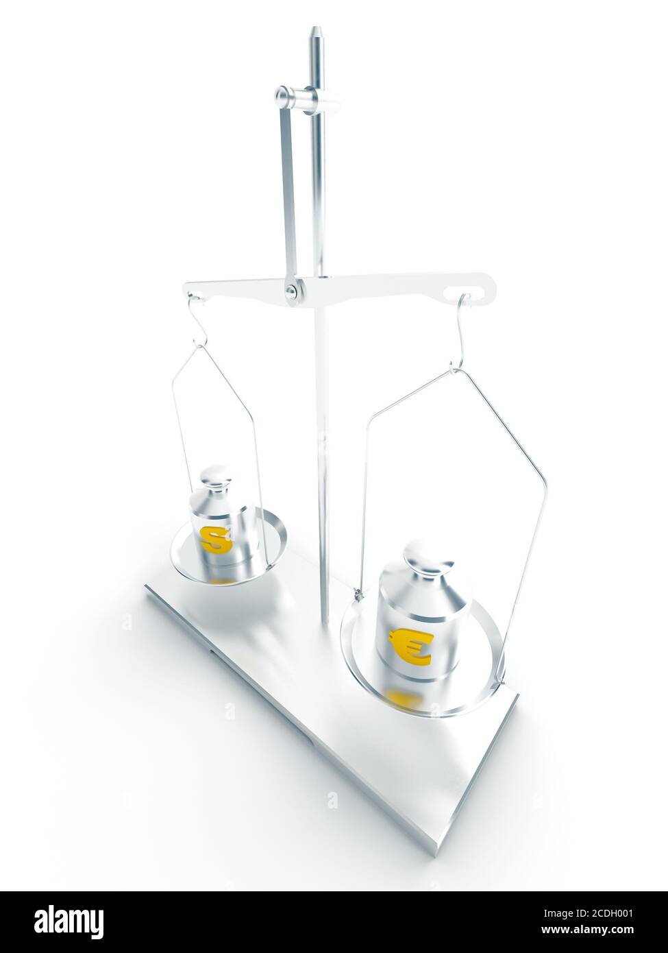 silver scales with weights with symbols of dollar Stock Photo - Alamy