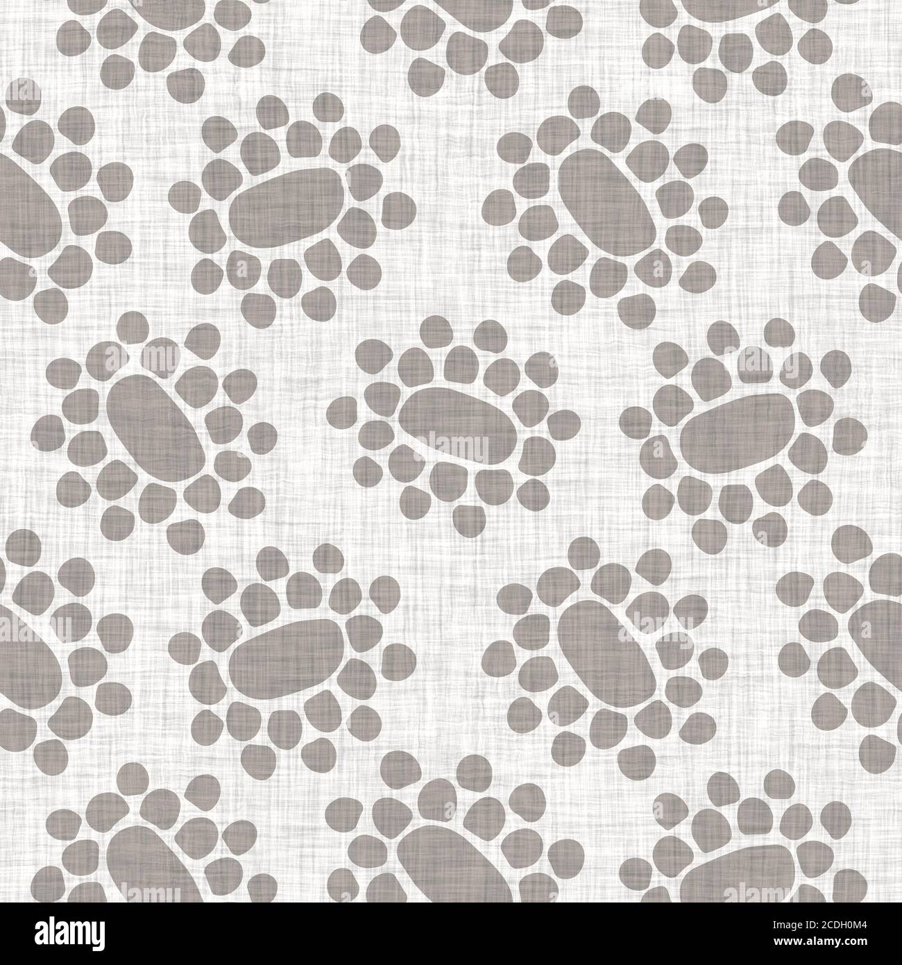 Natural gray french woven linen texture background. Dotty circle eco ...