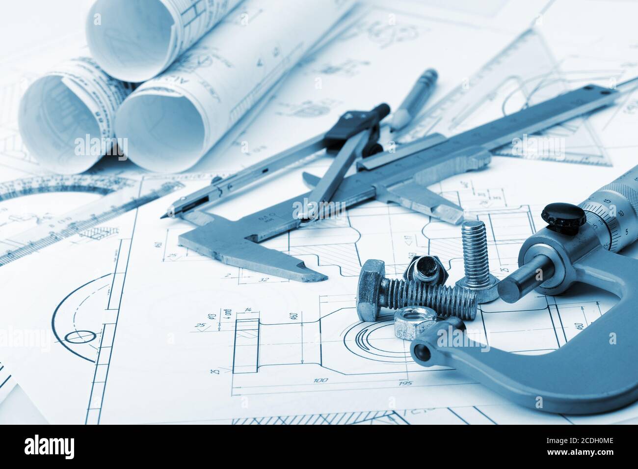 The plan industrial details, a screws, caliper, divider,micrometer ...