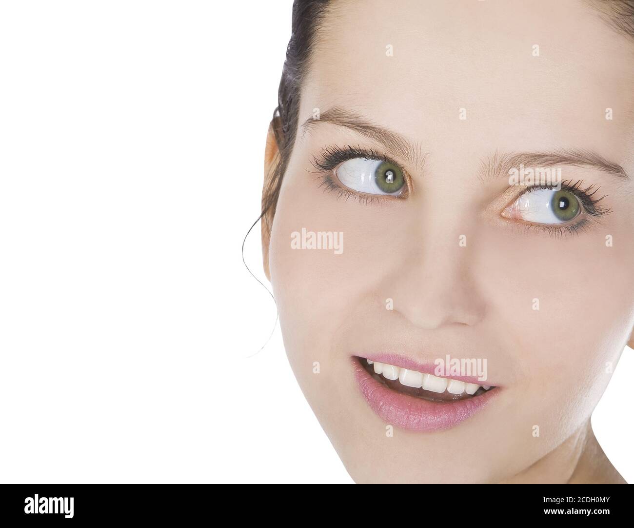 Bright picture of smiling young woman face close up Stock Photo - Alamy