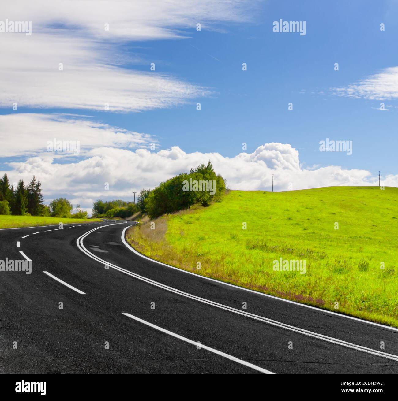 Driving on winding road highway hi-res stock photography and images - Alamy