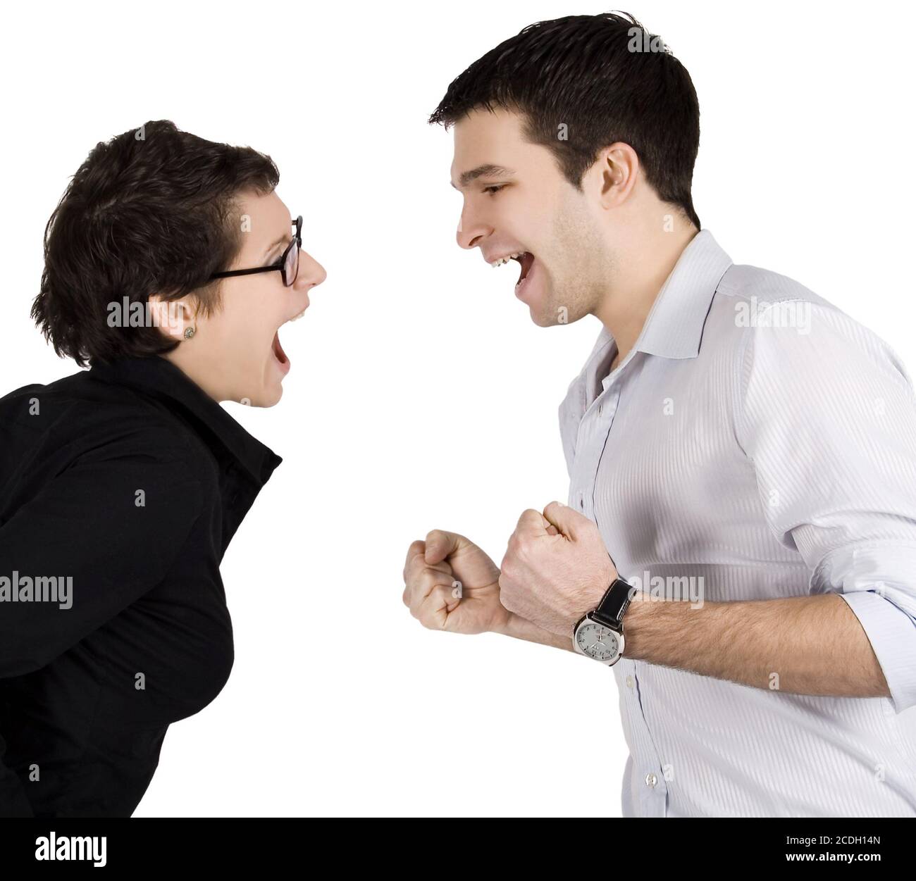 Angry couple yelling at each other Stock Photo - Alamy