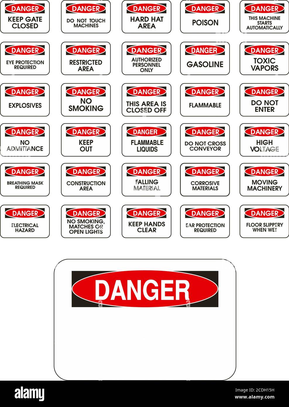 Red vector danger signs Stock Photo - Alamy