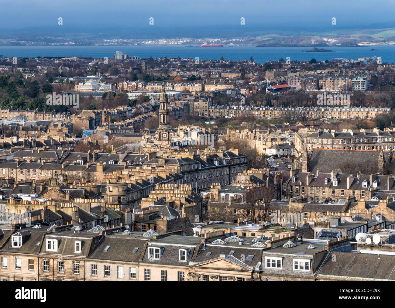 Edinburgh rooftops as seen from the Calton Hill, Edinburgh, Scotland ...