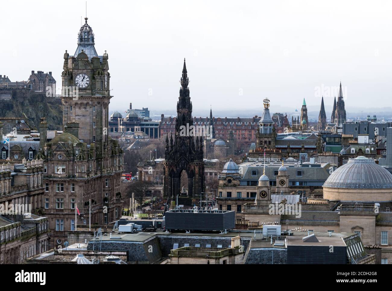 Edinburgh rooftops as seen from the Calton Hill, Edinburgh, Scotland ...