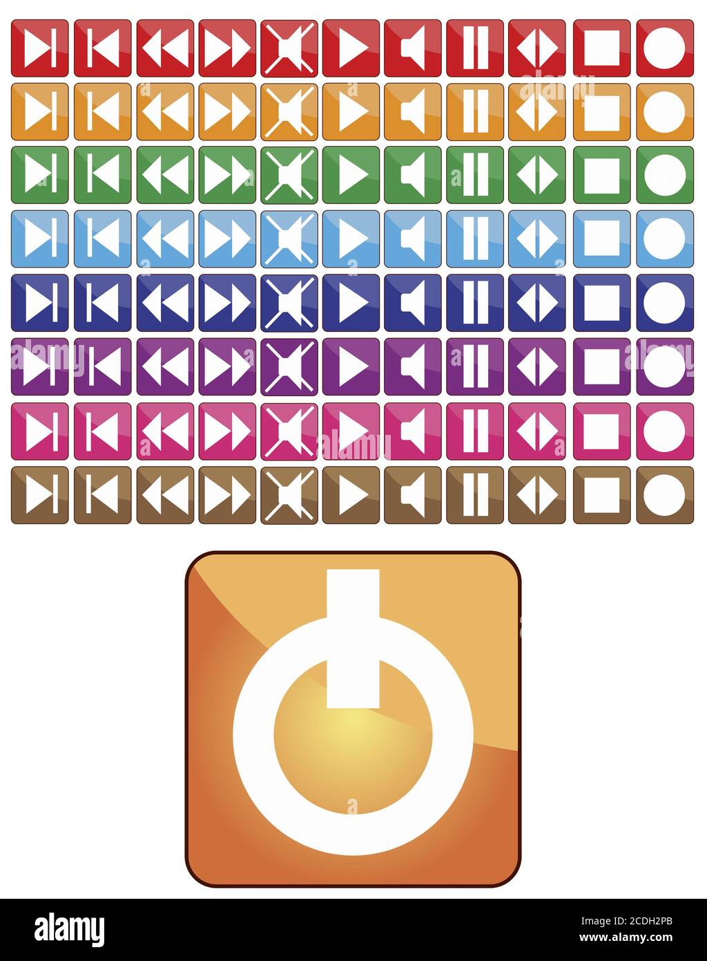 different color set media buttons Stock Photo - Alamy