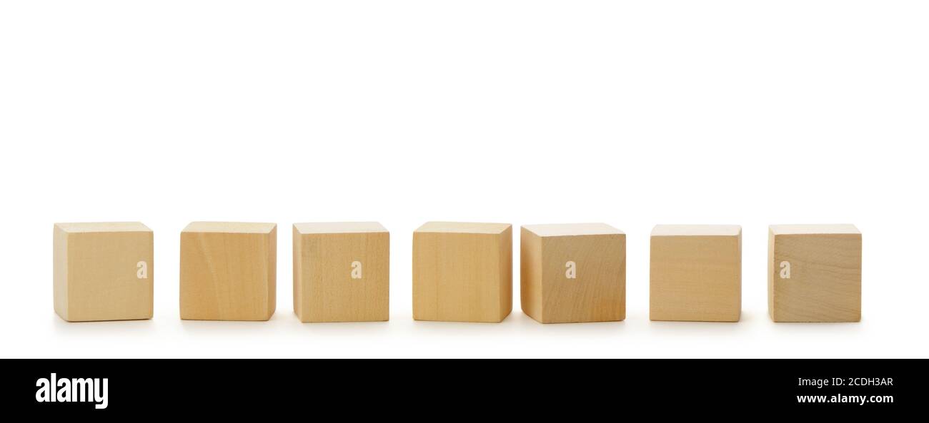 Wooden cubes in row Stock Photo - Alamy
