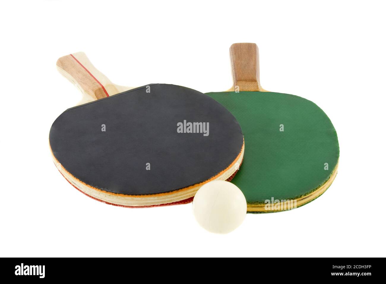 Two table tennis racket and ball isolated on white background Stock ...