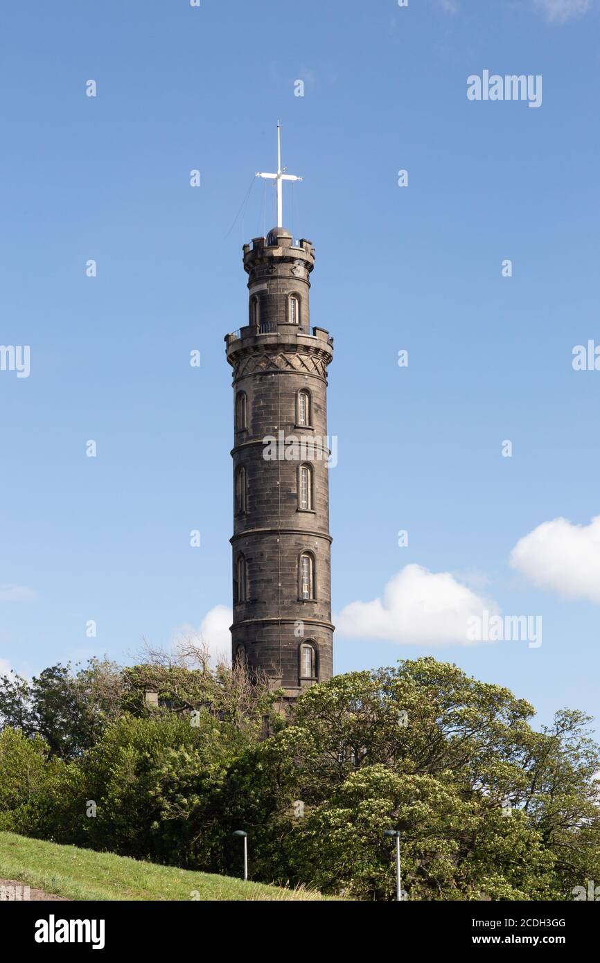 The Nelson Monument, a 19th century tower on Calton Hill, to Horatio ...