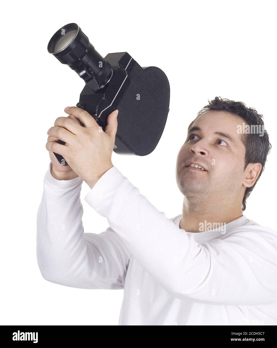 Cameraman isolated on white background Stock Photo - Alamy