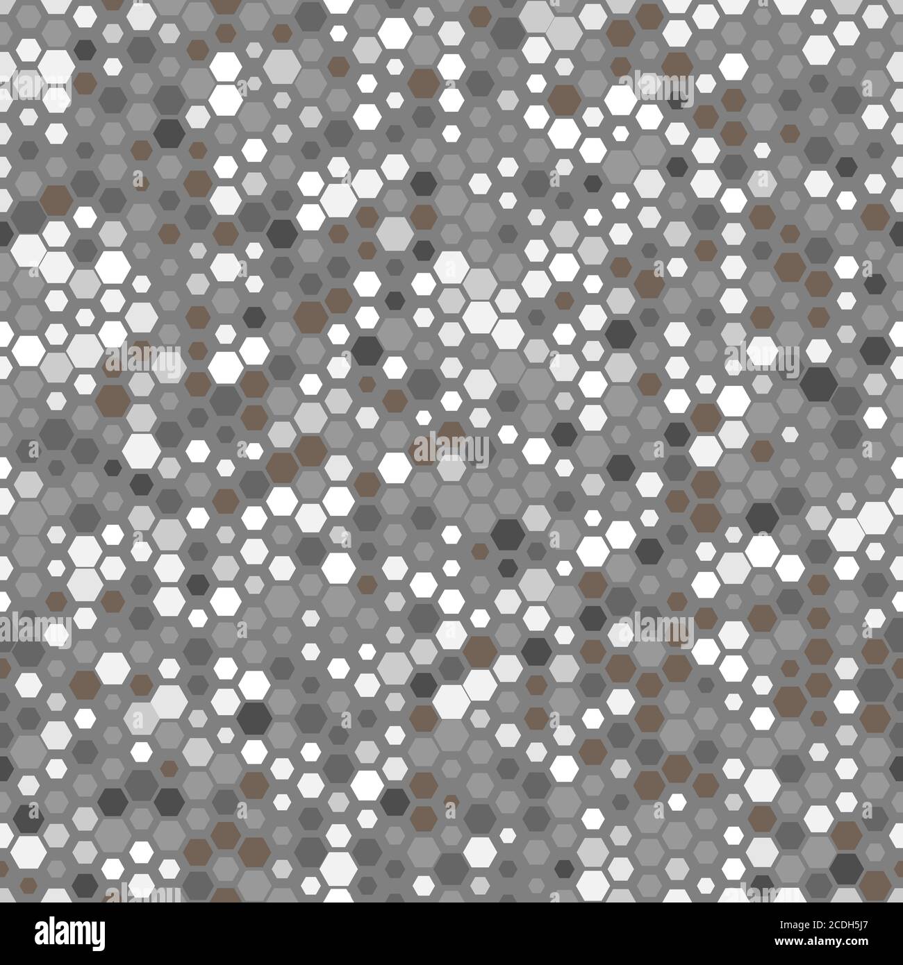 Monochrome seamless honey pattern with halftone hex cells in linear ...
