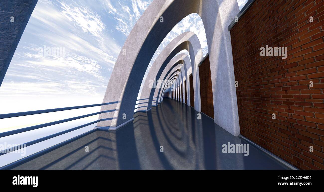 Visualization of an endless sky bridge Stock Photo - Alamy