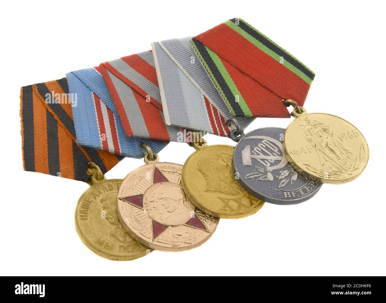 The medals of soviet heroes isolated over white background Stock Photo ...