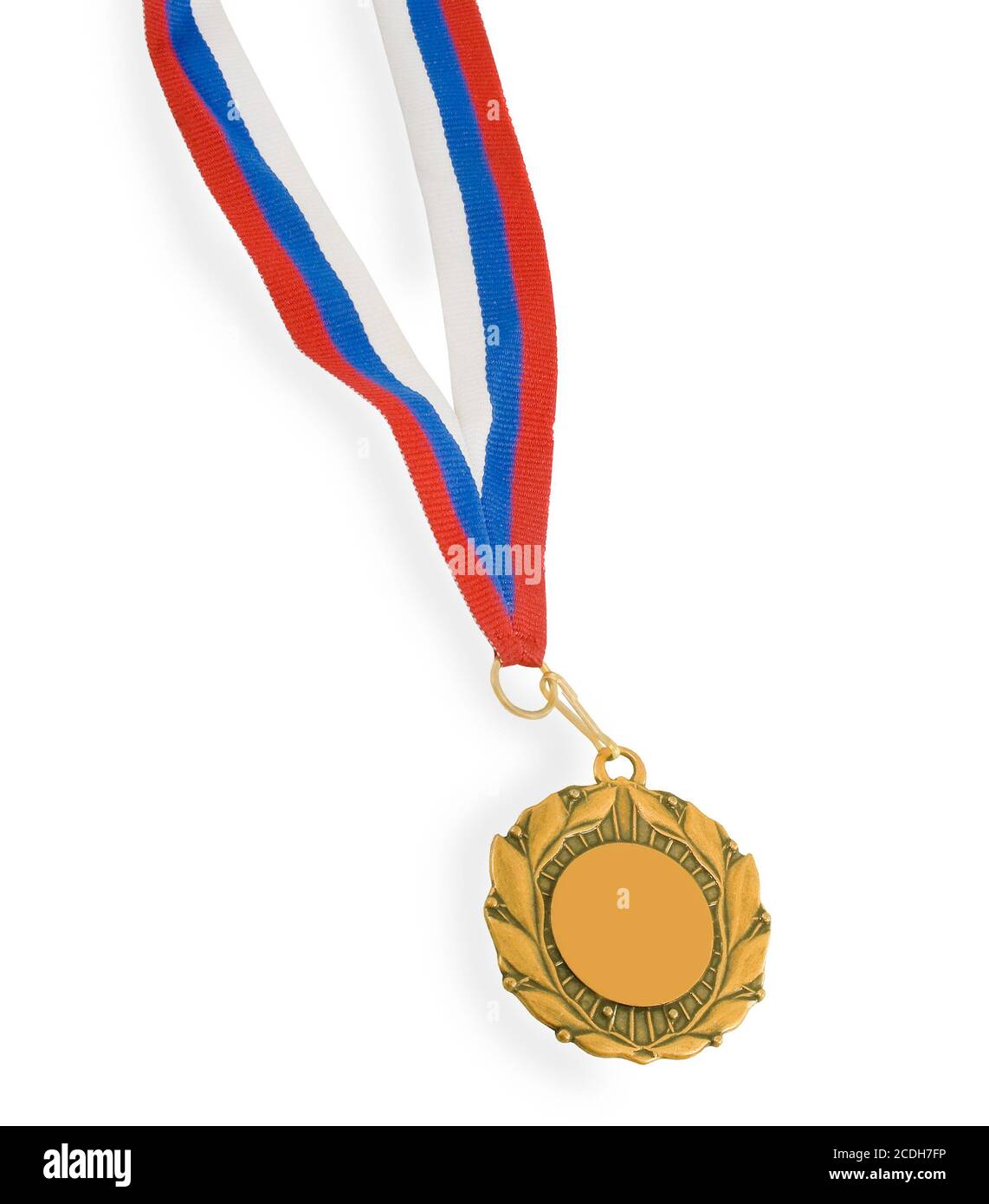Golden medal isolated on white Stock Photo - Alamy