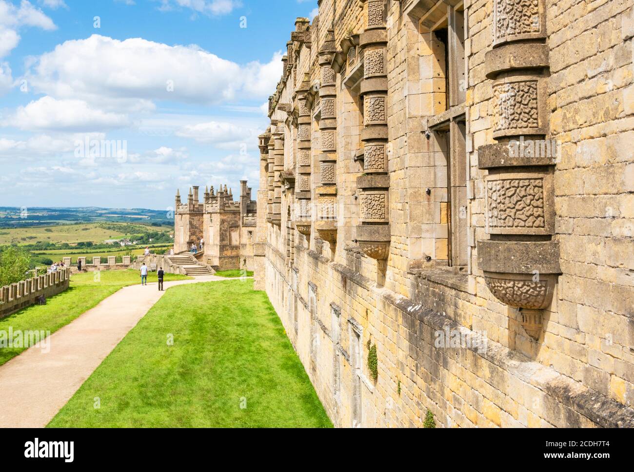 Bolsover castle, view along the Terrace towards the Little castle at ...