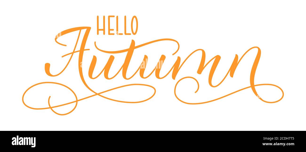 Hello autumn written handwritten Cut Out Stock Images & Pictures - Alamy