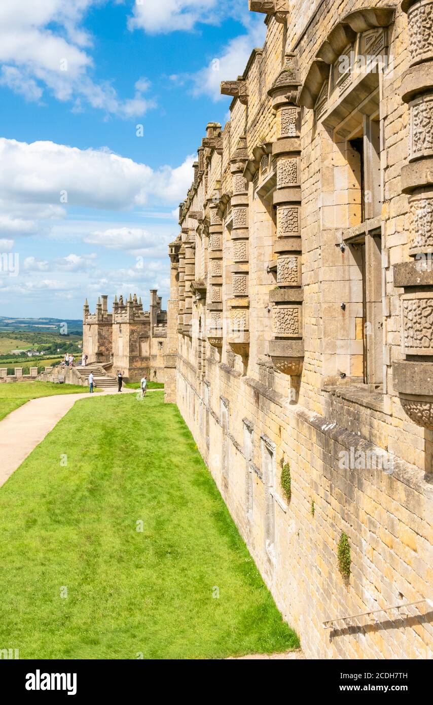 Bolsover castle, view along the Terrace towards the Little castle at ...