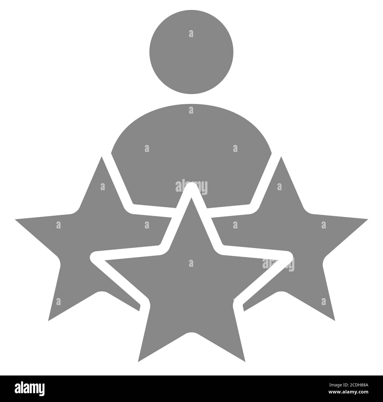 Man and three stars, rating gray icon. User reviews, feedback, add to ...