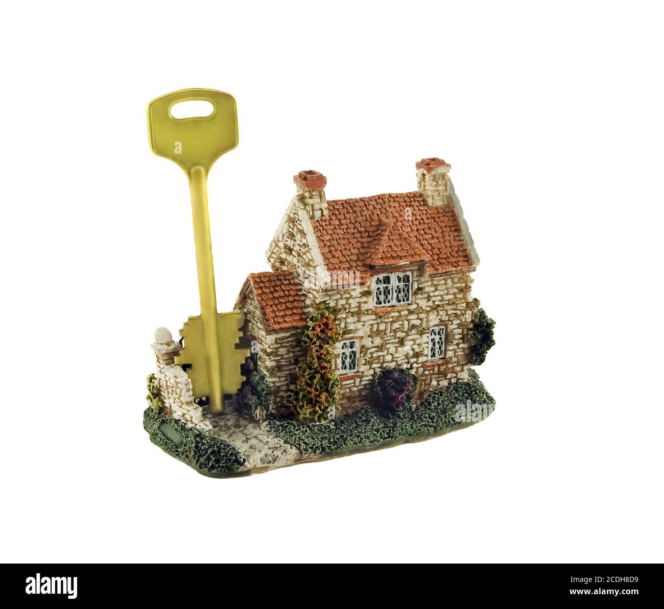 The house with key isolated over white background Stock Photo - Alamy
