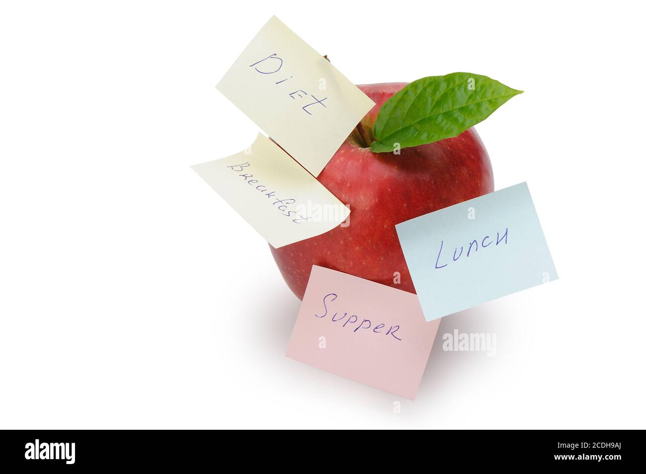 Apple with paper notes Stock Photo - Alamy