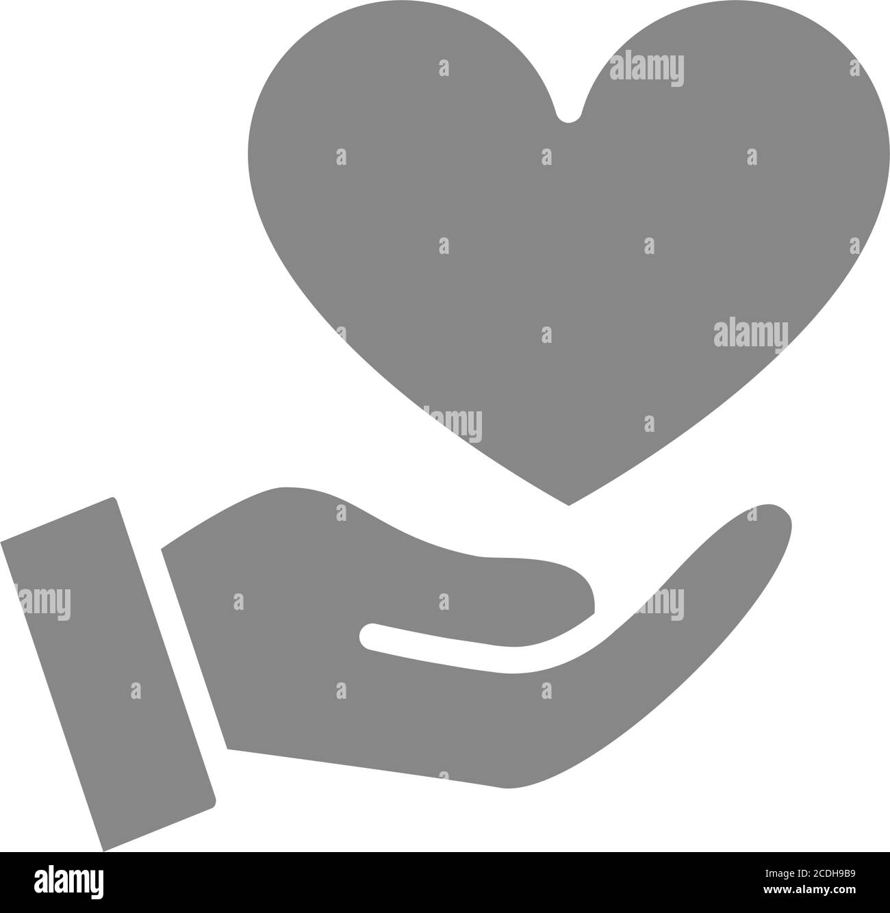 Hand with big heart, giving a love gray icon. Charity, donation, like ...