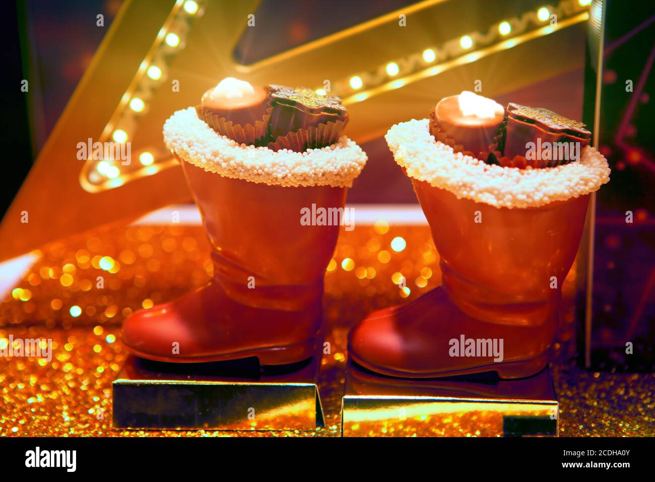 Chocolate Christmas Shoes from Santa Claus Stock Photo - Alamy