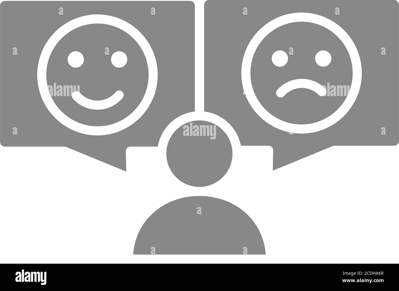 Human with different emotions gray icon. Positive and negative emoji ...