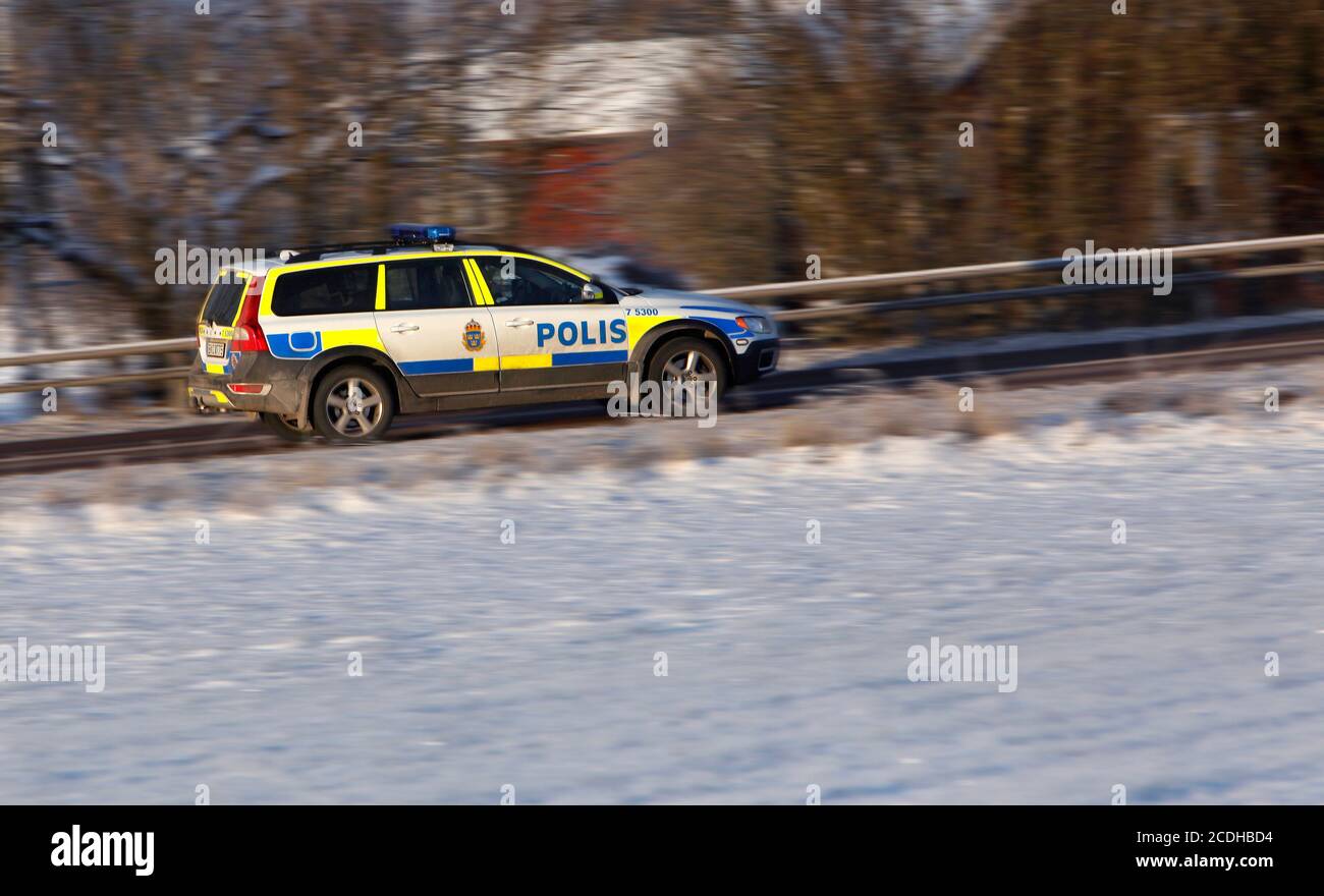 Swedish police car, Volvo, Photo Jeppe Gustafsson Stock Photo - Alamy