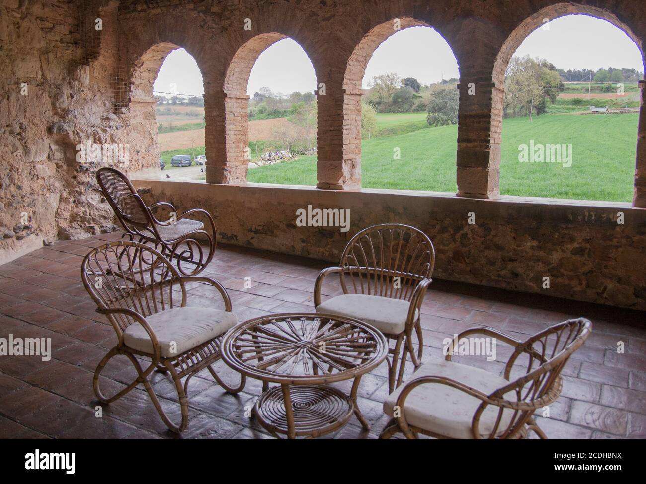 Pubol Gala Dalí Castle House-Museum. The terrace has a semicircular ...