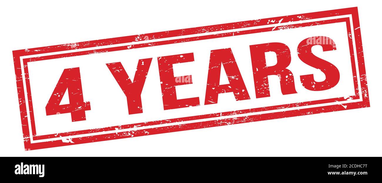 4 YEARS red grungy rectangle stamp sign Stock Photo - Alamy