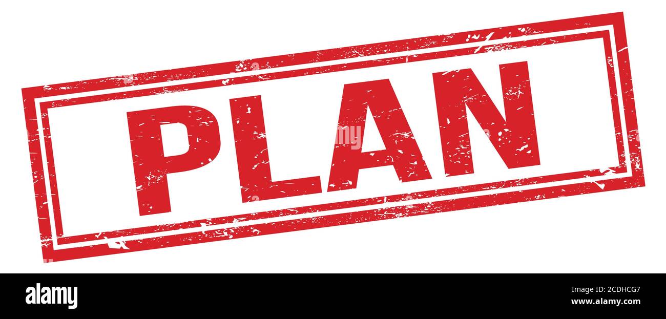 PLAN red grungy rectangle stamp sign Stock Photo - Alamy