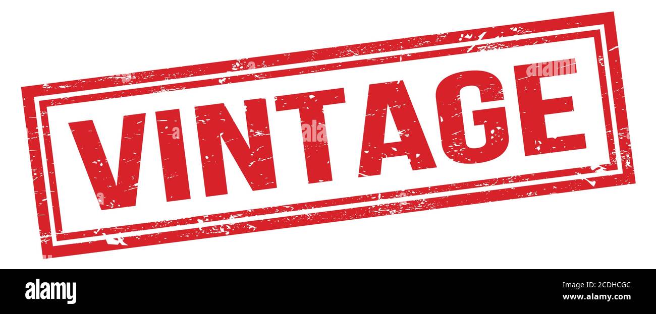 VINTAGE red grungy rectangle stamp sign Stock Photo - Alamy