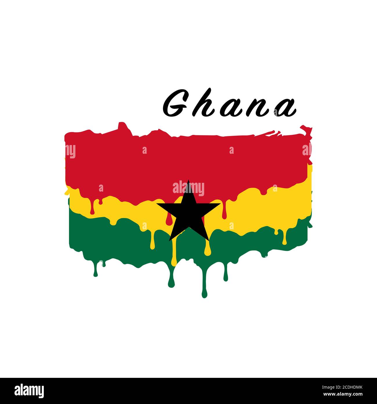 Painted Ghana flag, Ghana flag paint drips. Stock vector illustration ...