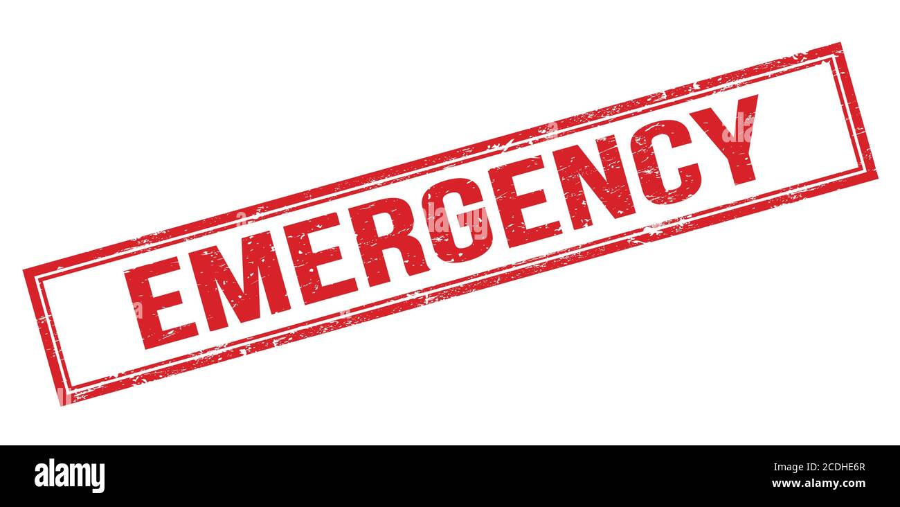 EMERGENCY red grungy rectangle stamp sign Stock Photo - Alamy