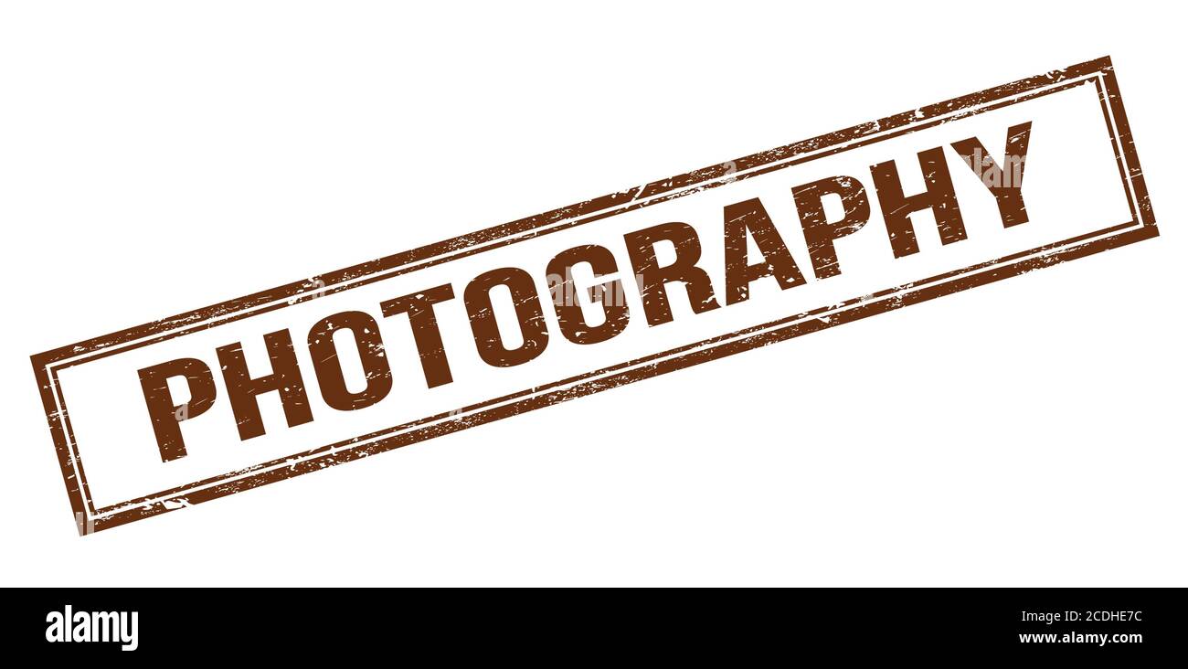 PHOTOGRAPHY brown grungy rectangle stamp sign Stock Photo - Alamy