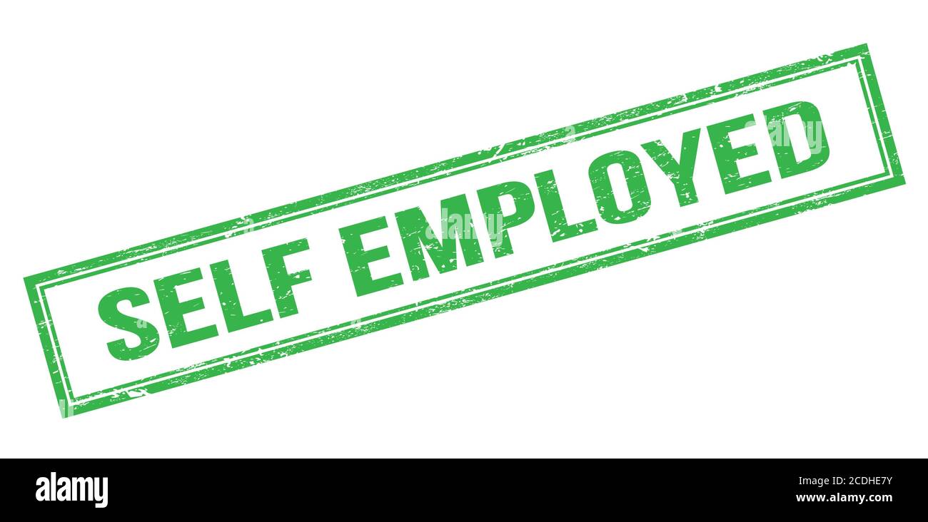 SELF EMPLOYED green grungy rectangle stamp sign Stock Photo - Alamy