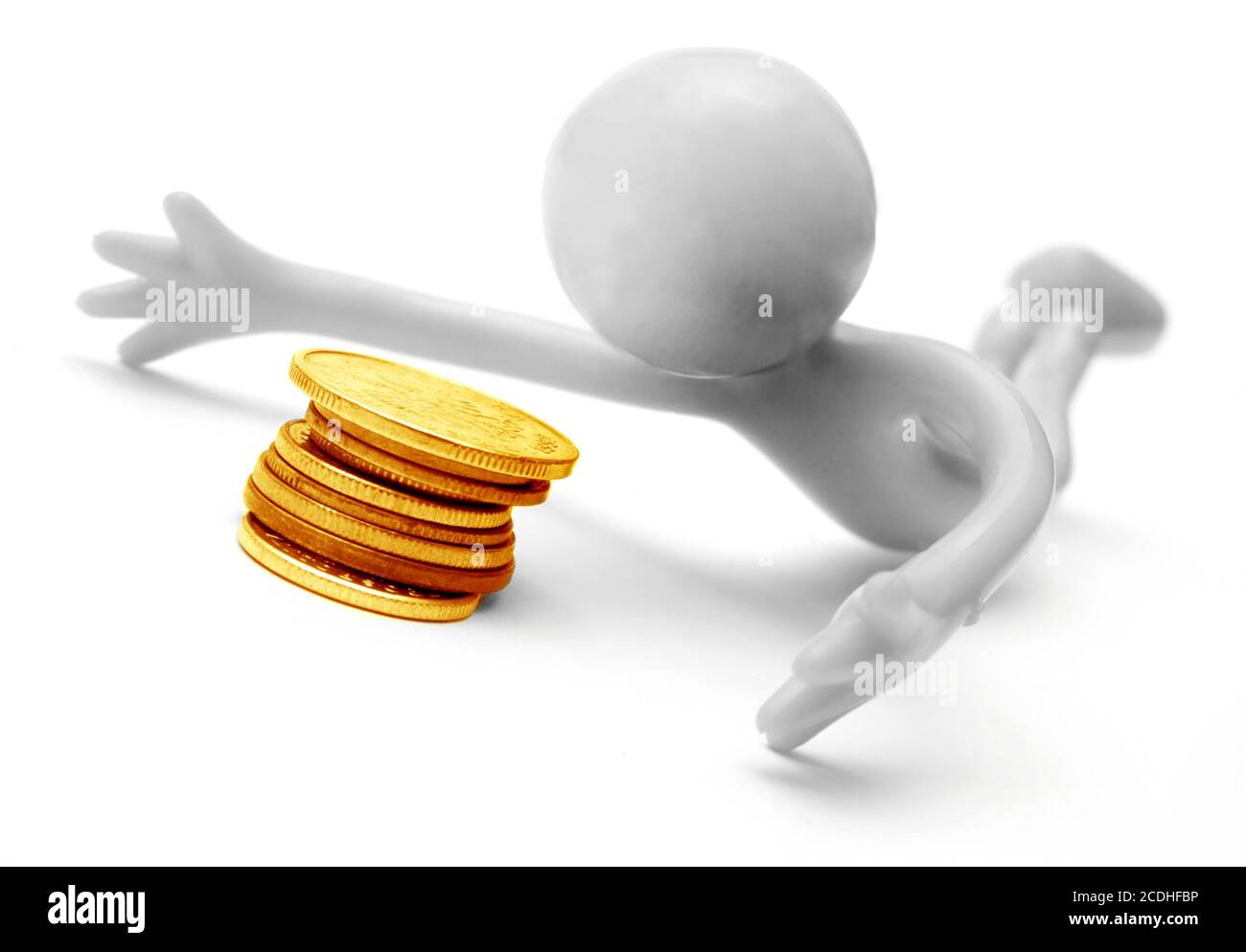 Human figure and money coins. Conceptual on white background Stock ...