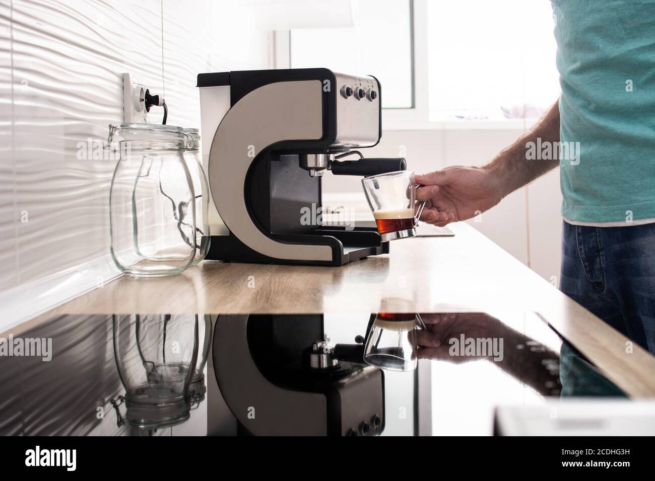 Man preparing espresso machine hi-res stock photography and images - Alamy
