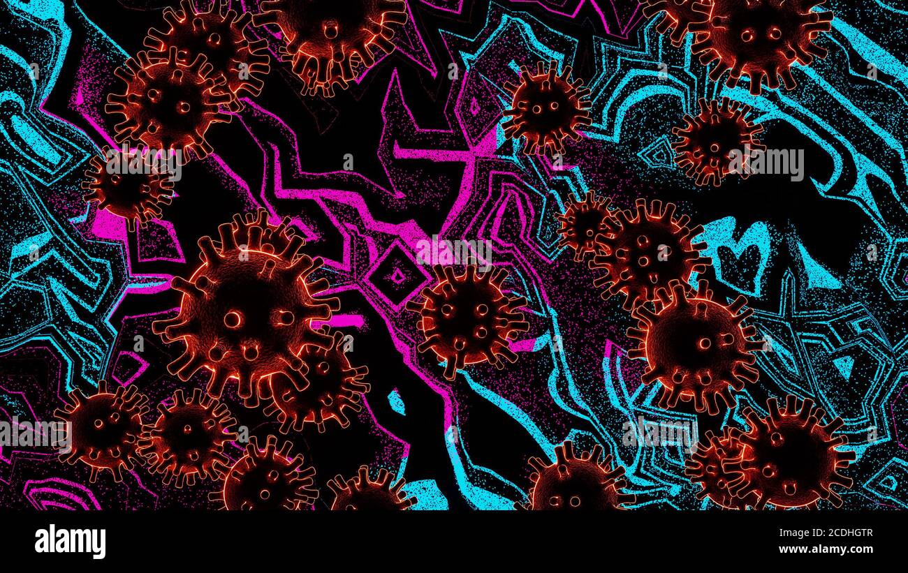 Glowing Virus Strain in Dark Symbolic Space 4k uhd 3d illustration ...