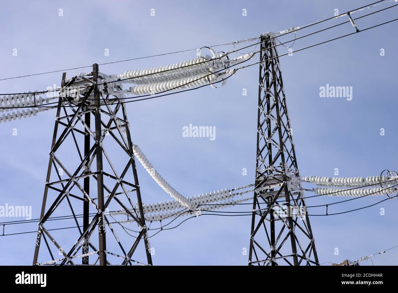 line of electricity transmissions Stock Photo - Alamy