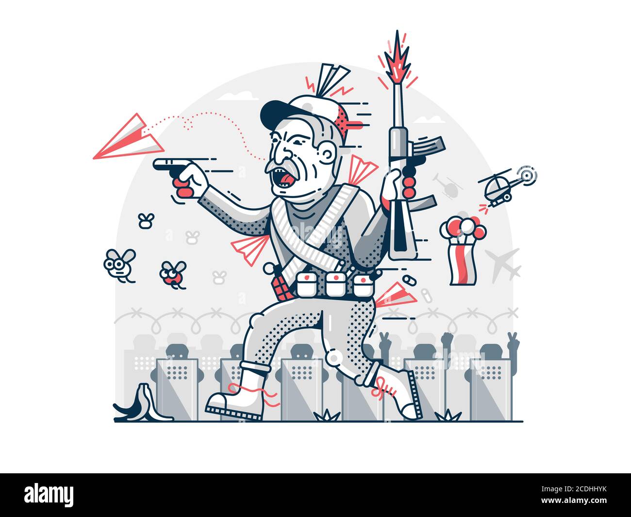 Belarus Protests Line Illustration with Angry Lukashenko Stock Vector ...