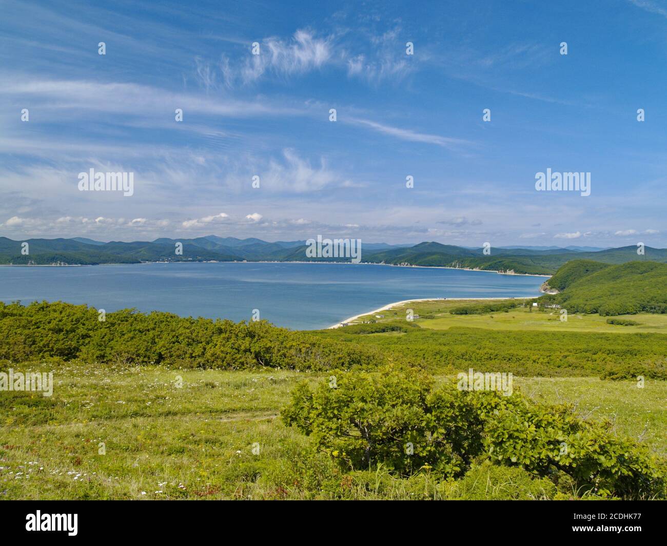 Panorama of a sea gulf Stock Photo - Alamy