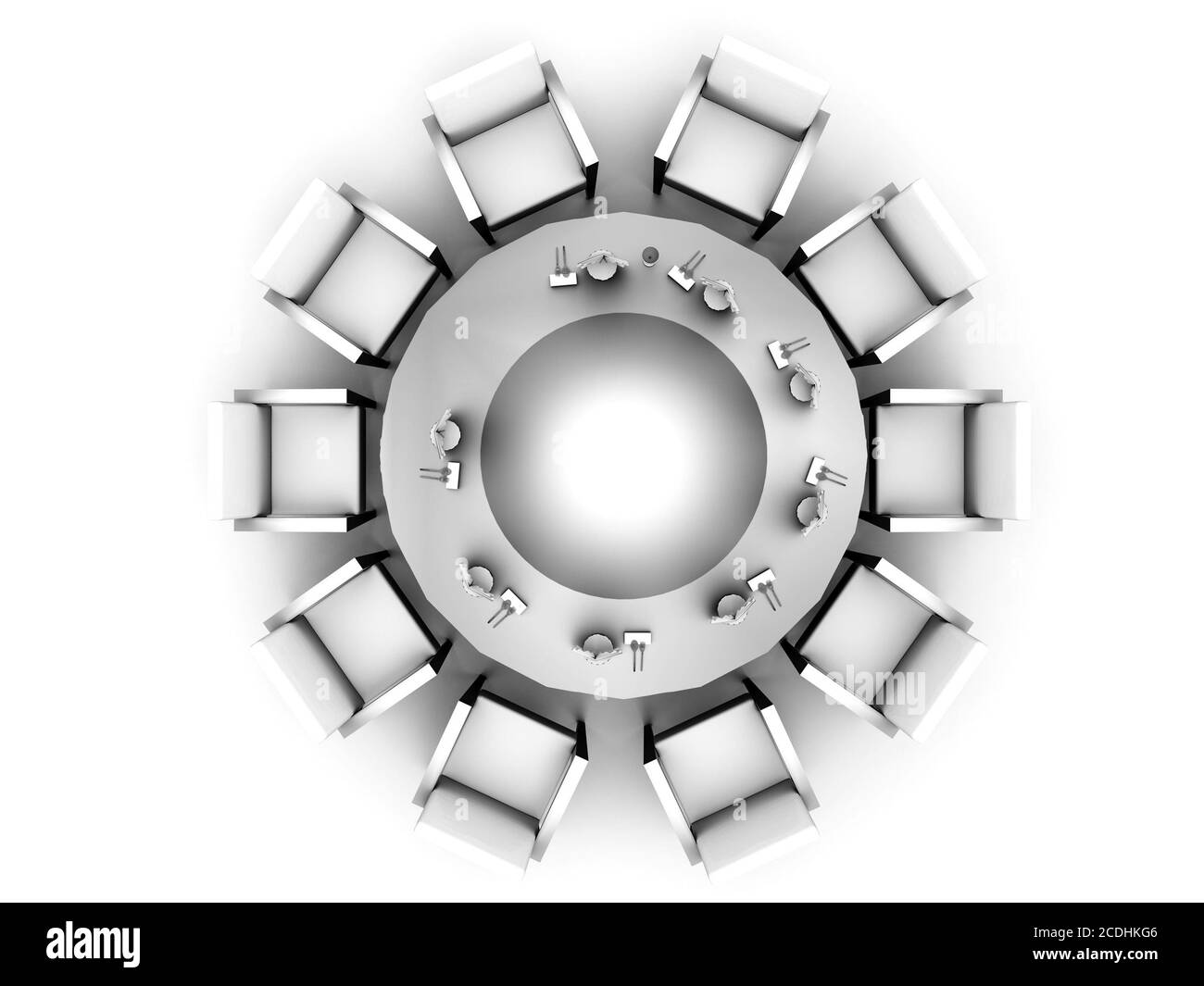 The top view on a round table served by tablewares Stock Photo - Alamy