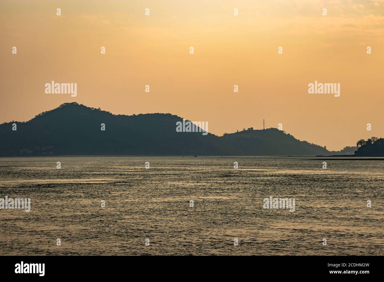 sunset orange sky with river island backdrop at dusk image is taken at ...