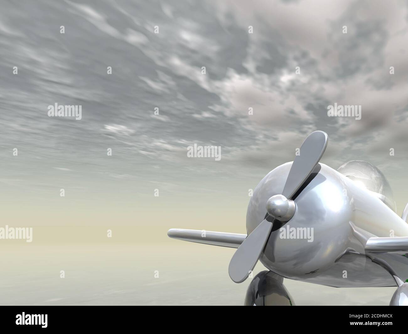 The brilliant chromeplated plane soaring in the cl Stock Photo - Alamy