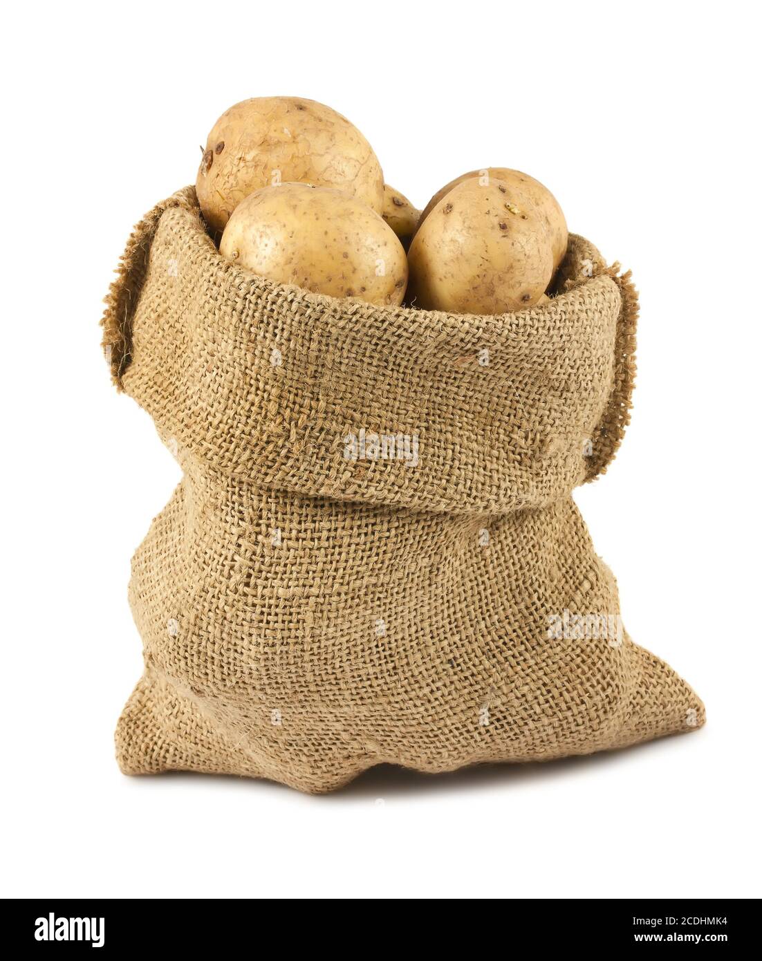 Raw potatoes in burlap sack Stock Photo - Alamy