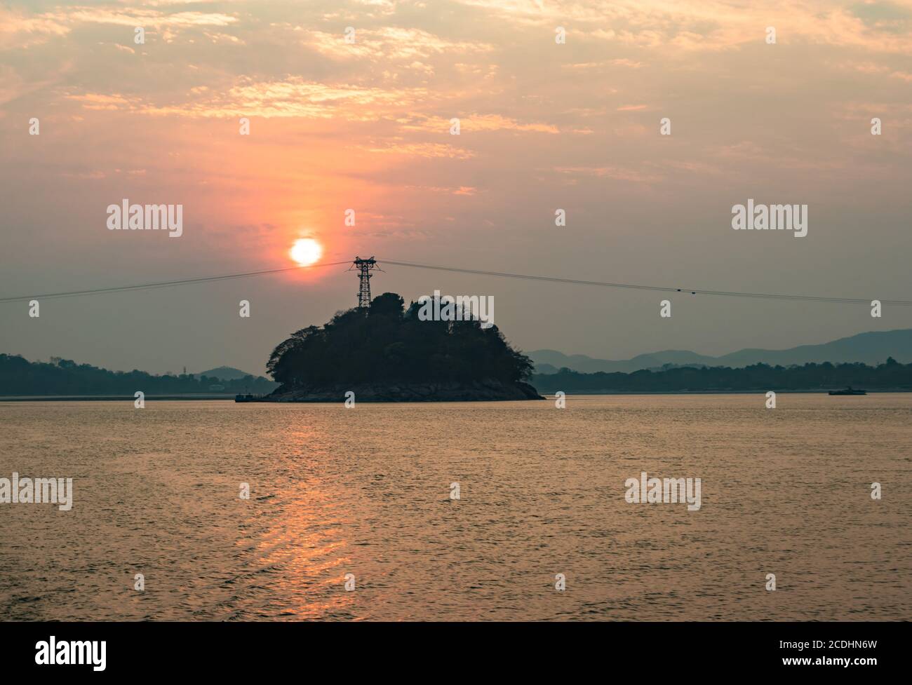 sunset orange sky with river island backdrop at dusk image is taken at ...