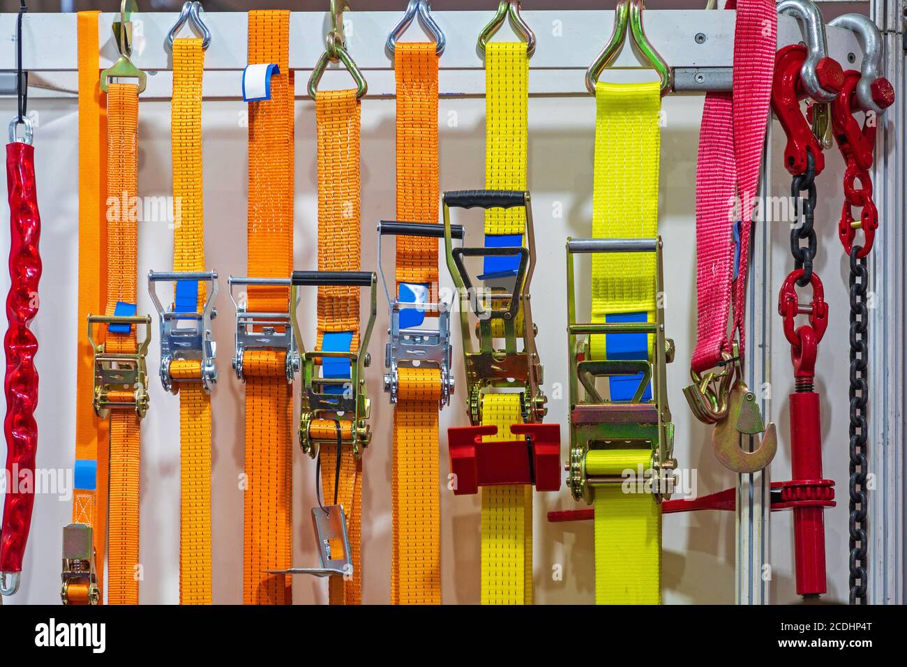 Ratchet Straps Fasteners for Freight Cargo Safety Stock Photo - Alamy